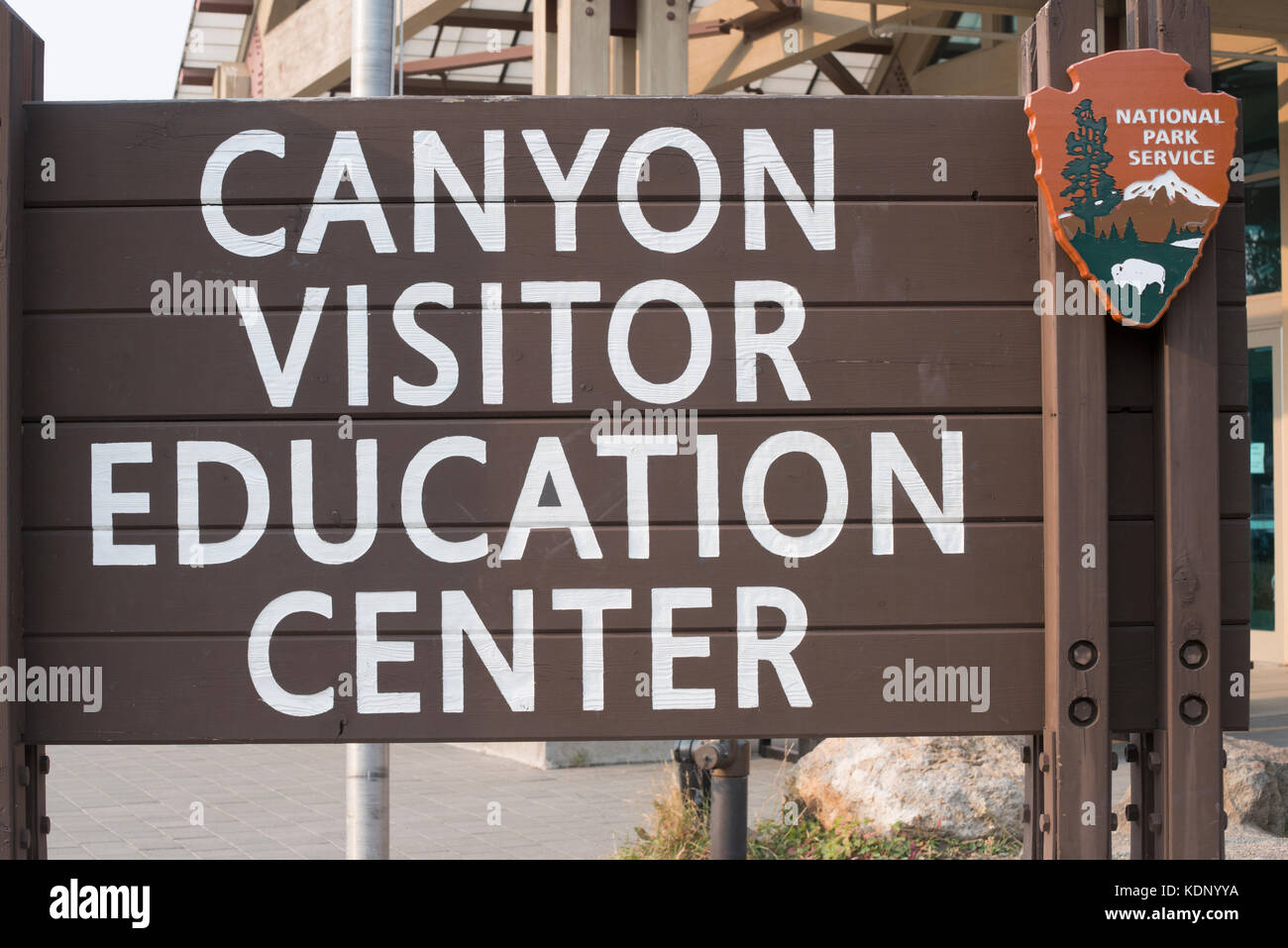 Yellowstone Canyon area visitors center sign board Stock Photo - Alamy