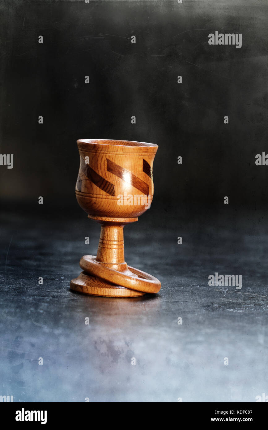 An antique, hand turned wooden goblet Stock Photo - Alamy