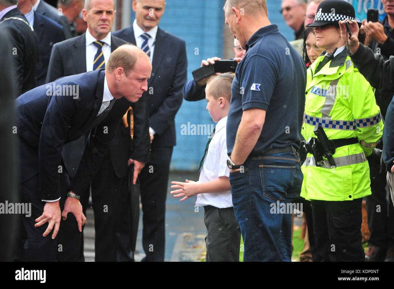 Prince William is seen visiting Guinea Gap leisure centre in Seacombe ...