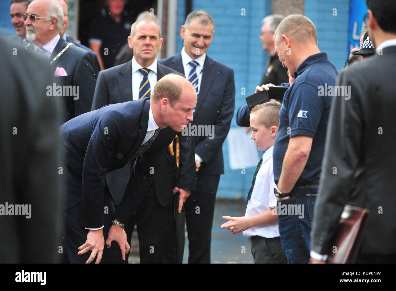 Prince William is seen visiting Guinea Gap leisure centre in Seacombe ...