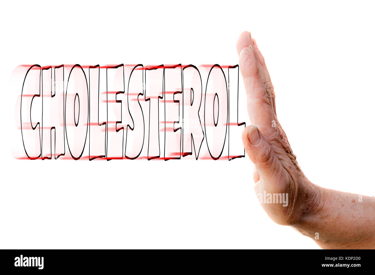 Hand of a woman stopping CHOLESTEROL Stock Photo - Alamy