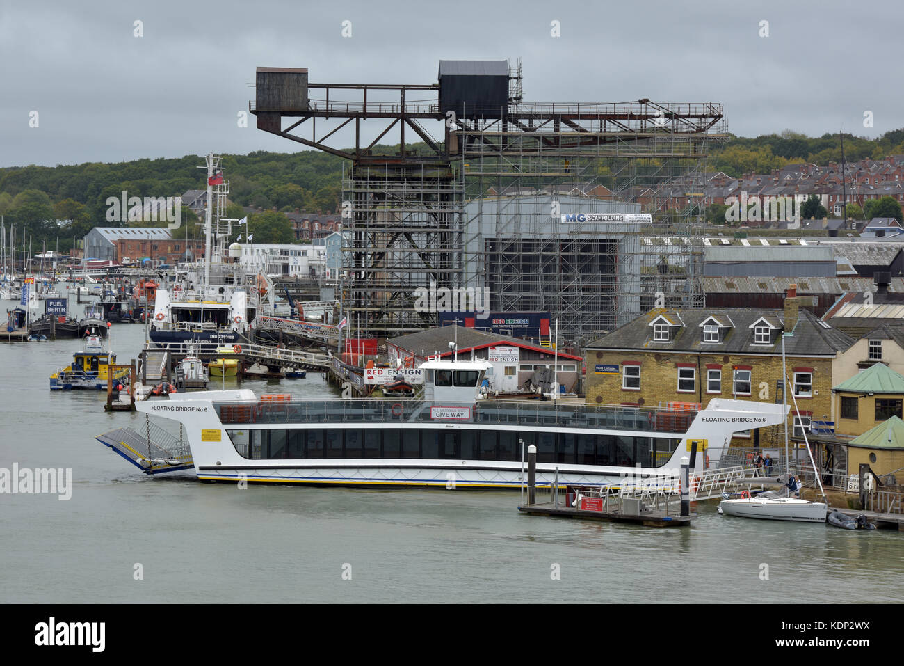The new faulty floating bridge or. Chain ferry at Cowes on the Isle of ...