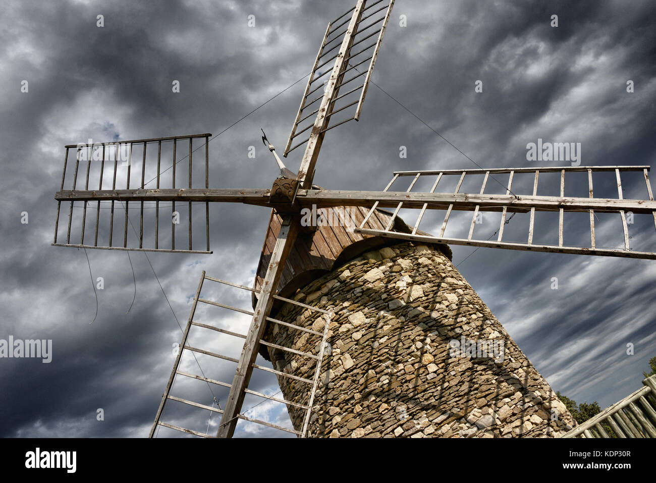 Restored windmill in the countryside near Carcassonne, France Stock ...