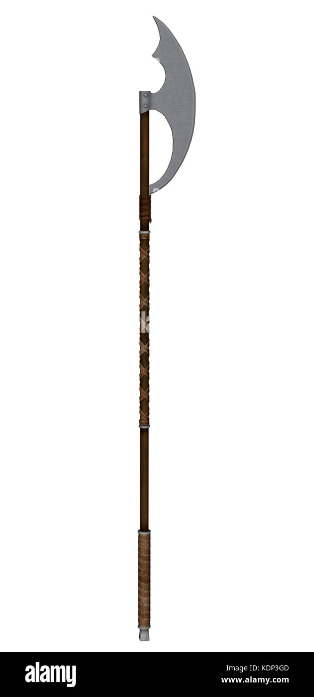 Bardiche weapon isolated in white background - 3D render Stock Photo ...