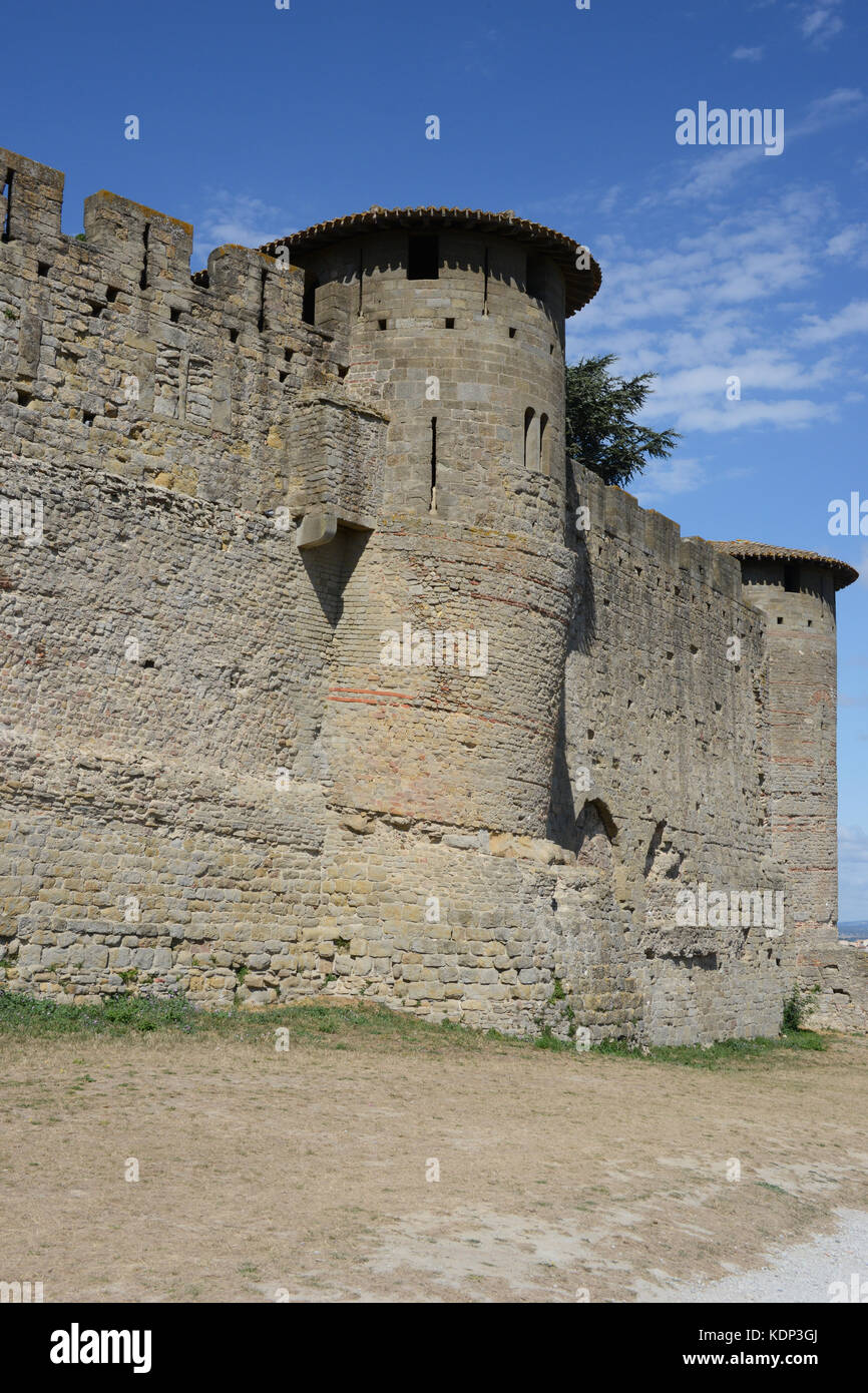 Walls of the castle at Carcassonne, France Stock Photo - Alamy