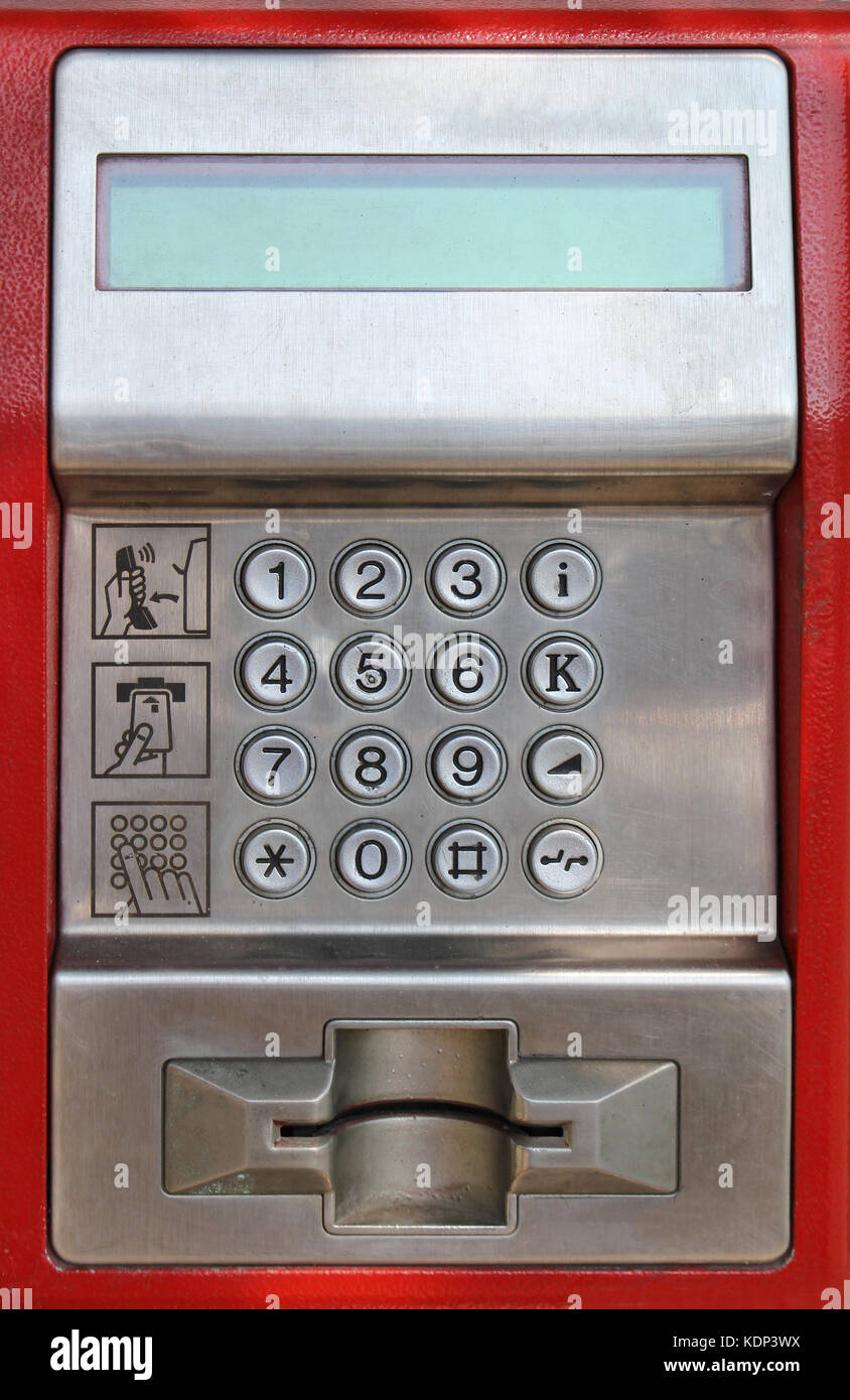 Digital keypad detail on public payphone with card slot Stock Photo - Alamy