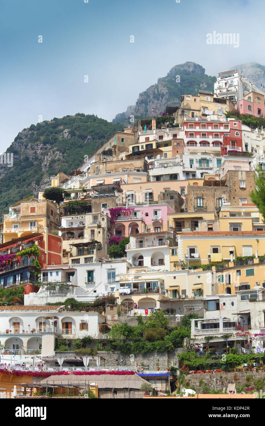 Colorful houses in Positano on Italian Amalfi coast Stock Photo - Alamy