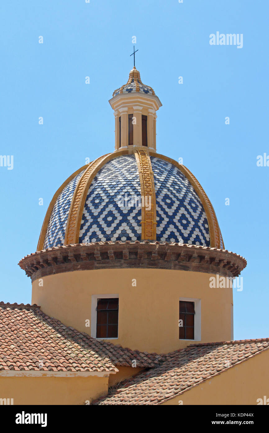 Old blue church dome with religious cross on top Stock Photo - Alamy