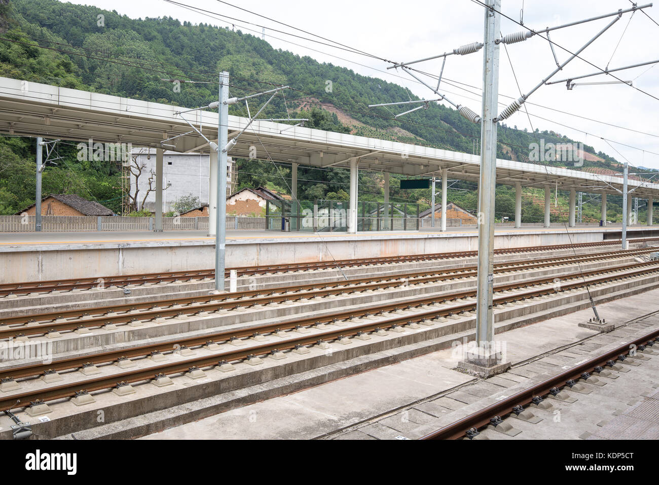 Railway station platform Stock Photo - Alamy