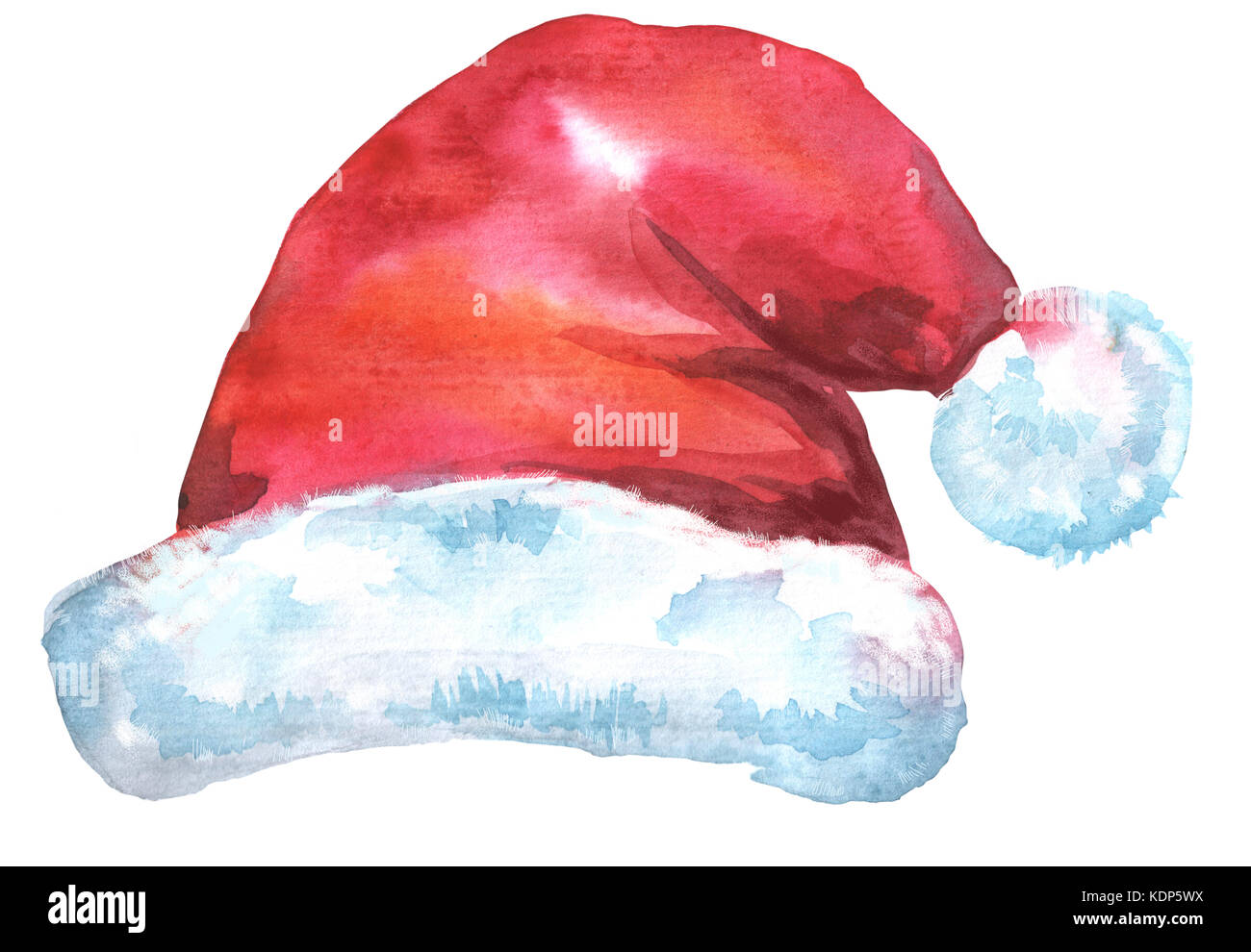 Christmas Santa red hat, watercolor Stock Photo - Alamy