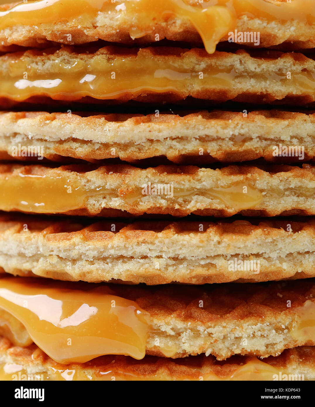 Stack of Stroopwafel or Caramel Filled Traditional Dutch Waffle, Closed ...