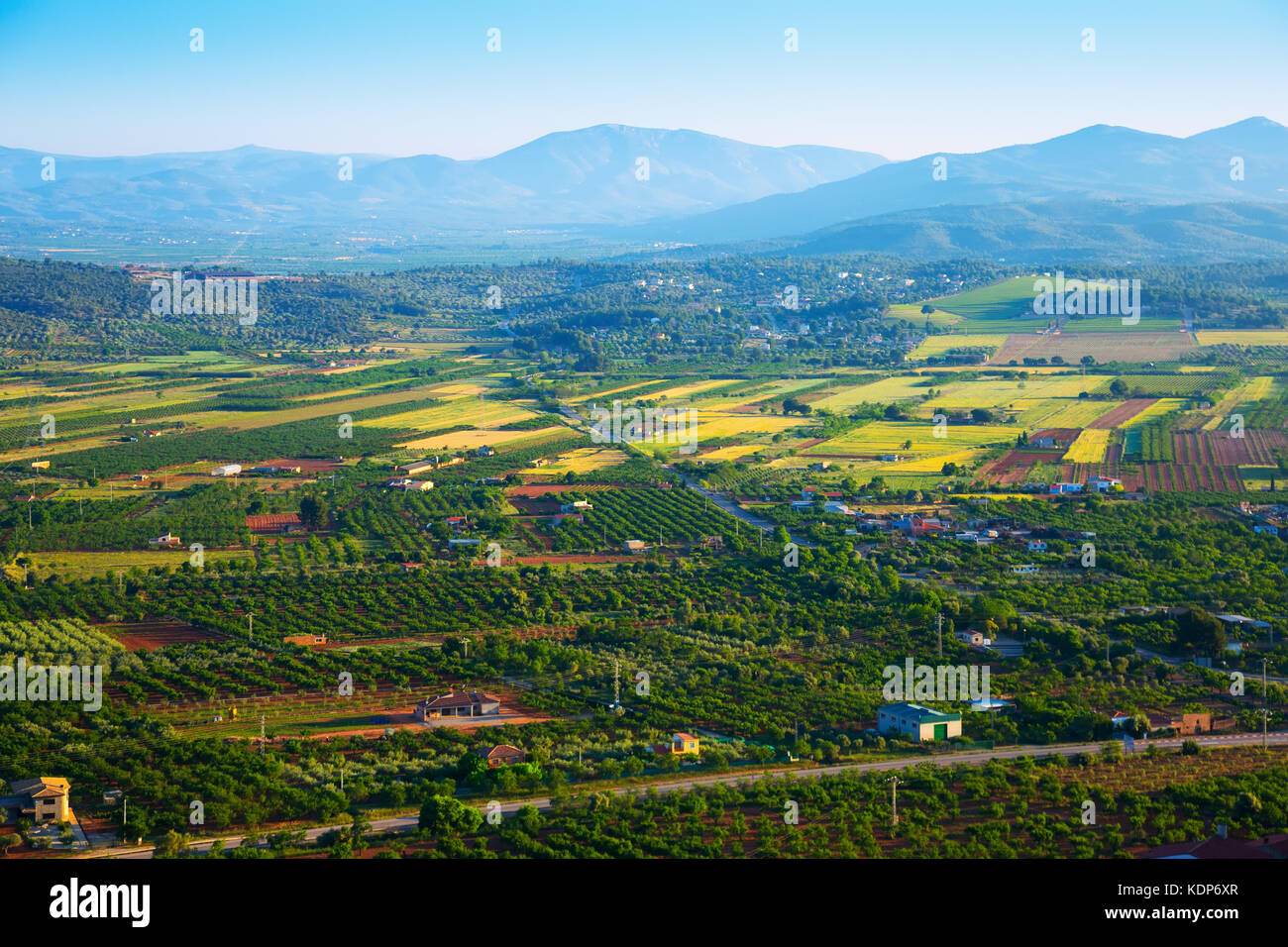 Spanish countryside landscape under blue sky Stock Photo - Alamy