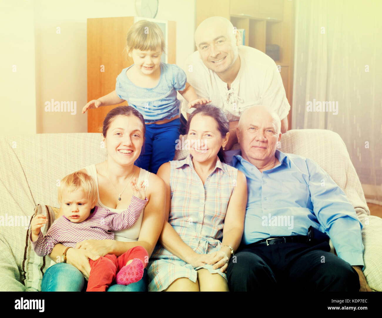 Portrait of happy three generations family with little baby Stock Photo ...
