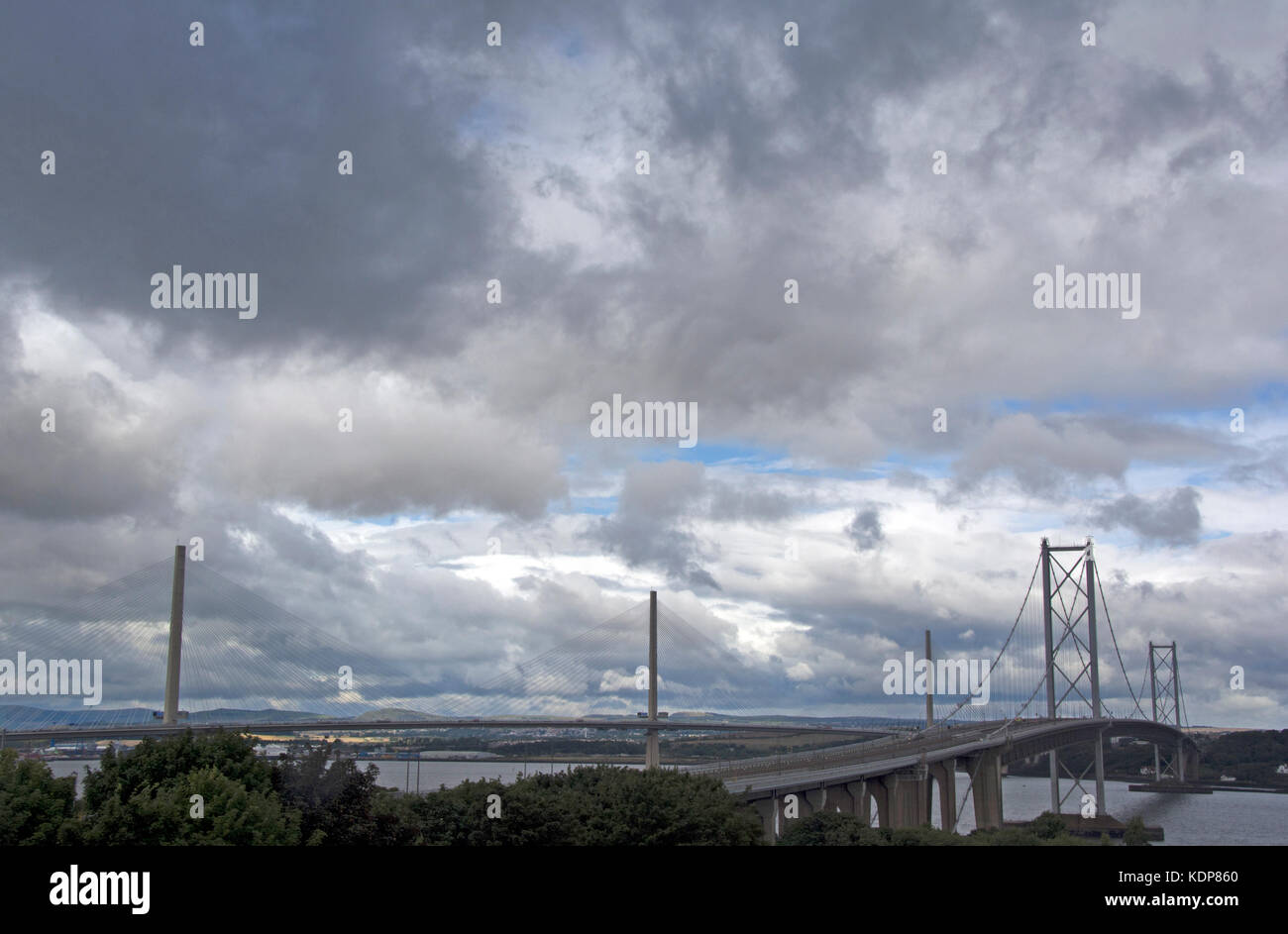 SCOTLAND; EDINBURGH; NEW AND OLD FIRTH OF FORTH ROAD BRIDGES Stock ...