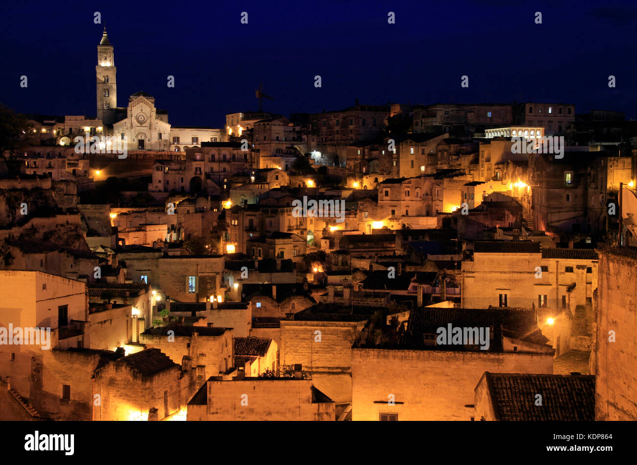 Matera, Italy, at night Stock Photo - Alamy