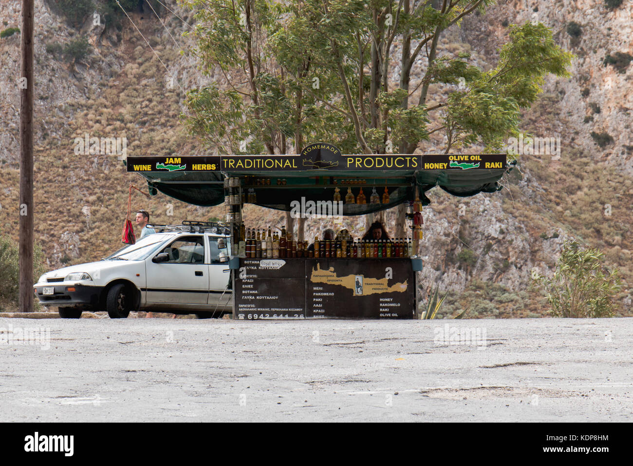 Traditional Cretan road shack where locals sell homemade olive oil ...