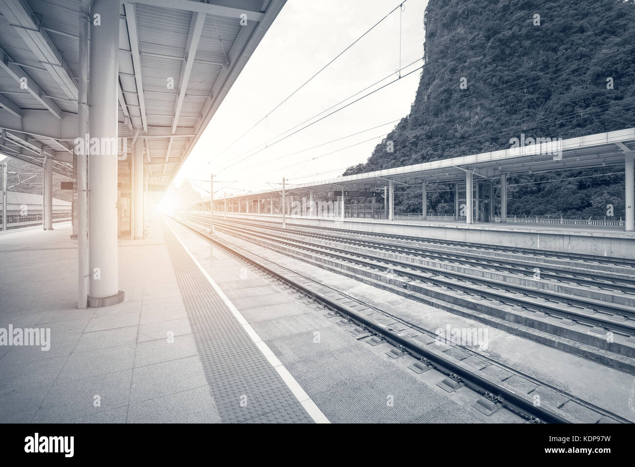 Railway station platform Stock Photo - Alamy