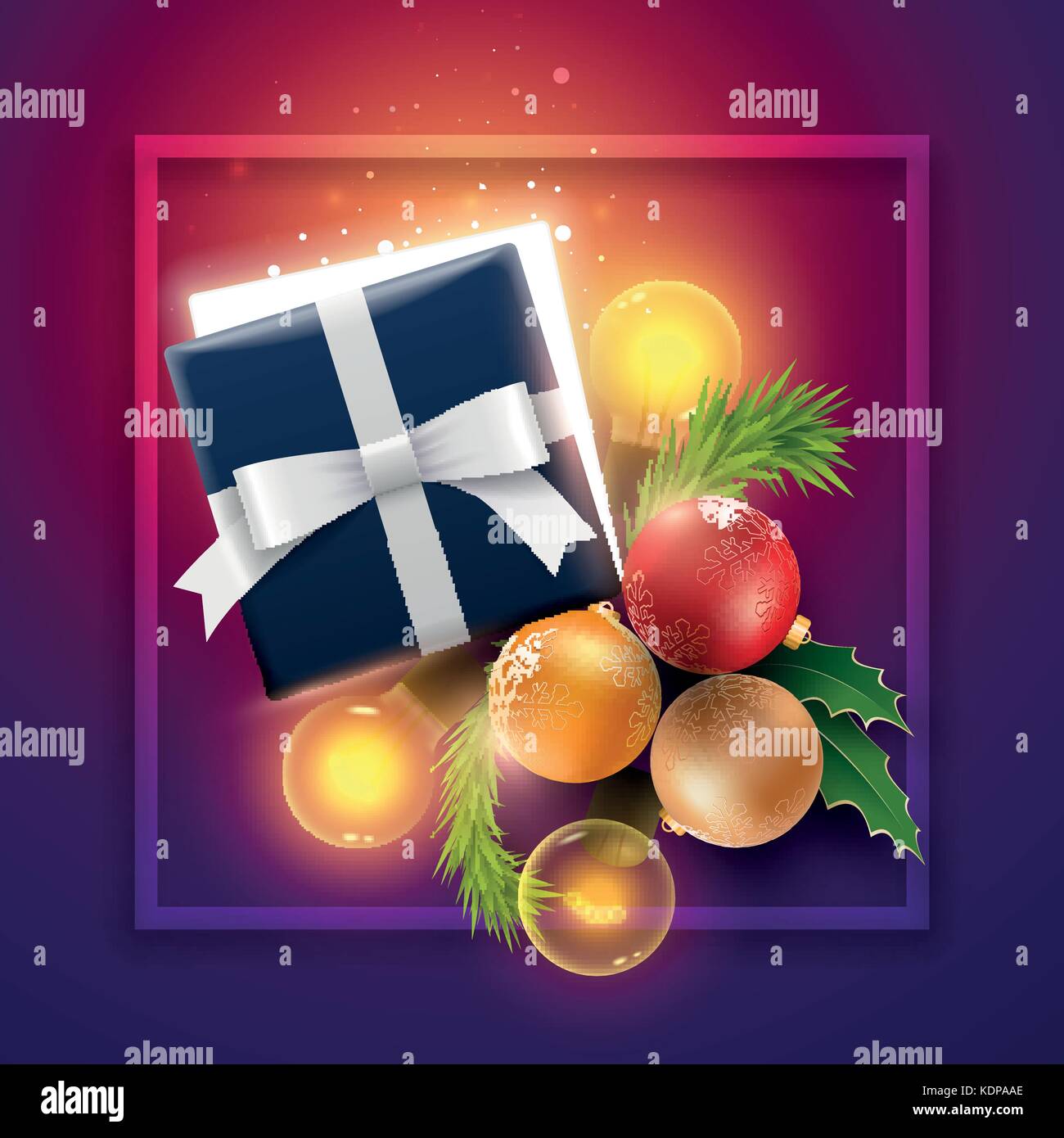 Christmas decoration objects, half open Christmas gift box with magical ...