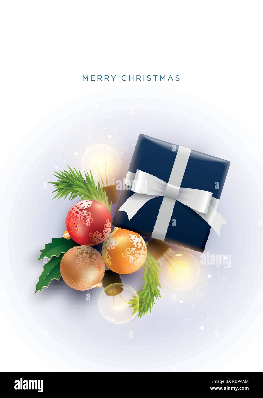 Christmas decoration objects, Christmas gift box with magical lights ...