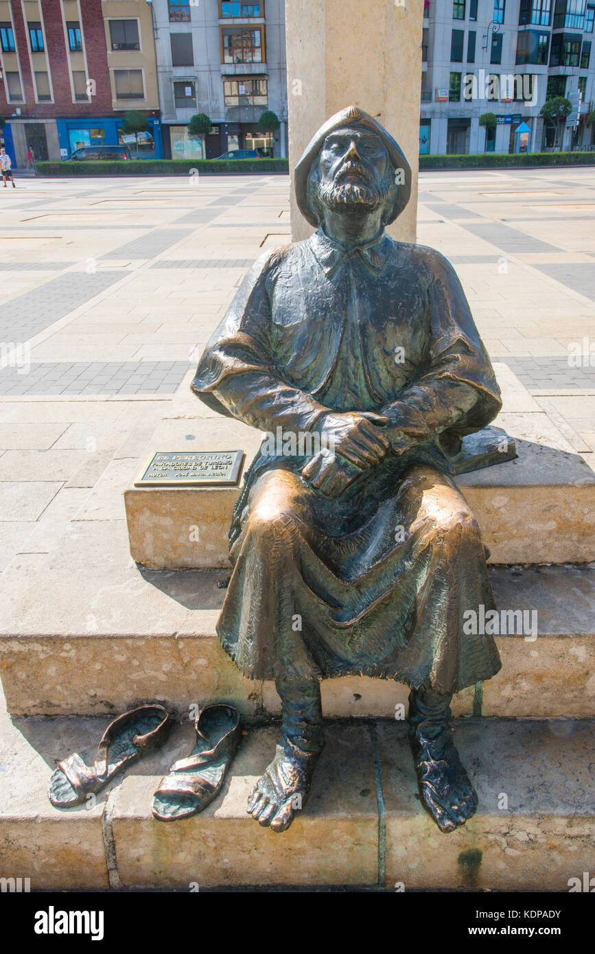 Pilgrim monument. Leon, Spain Stock Photo - Alamy