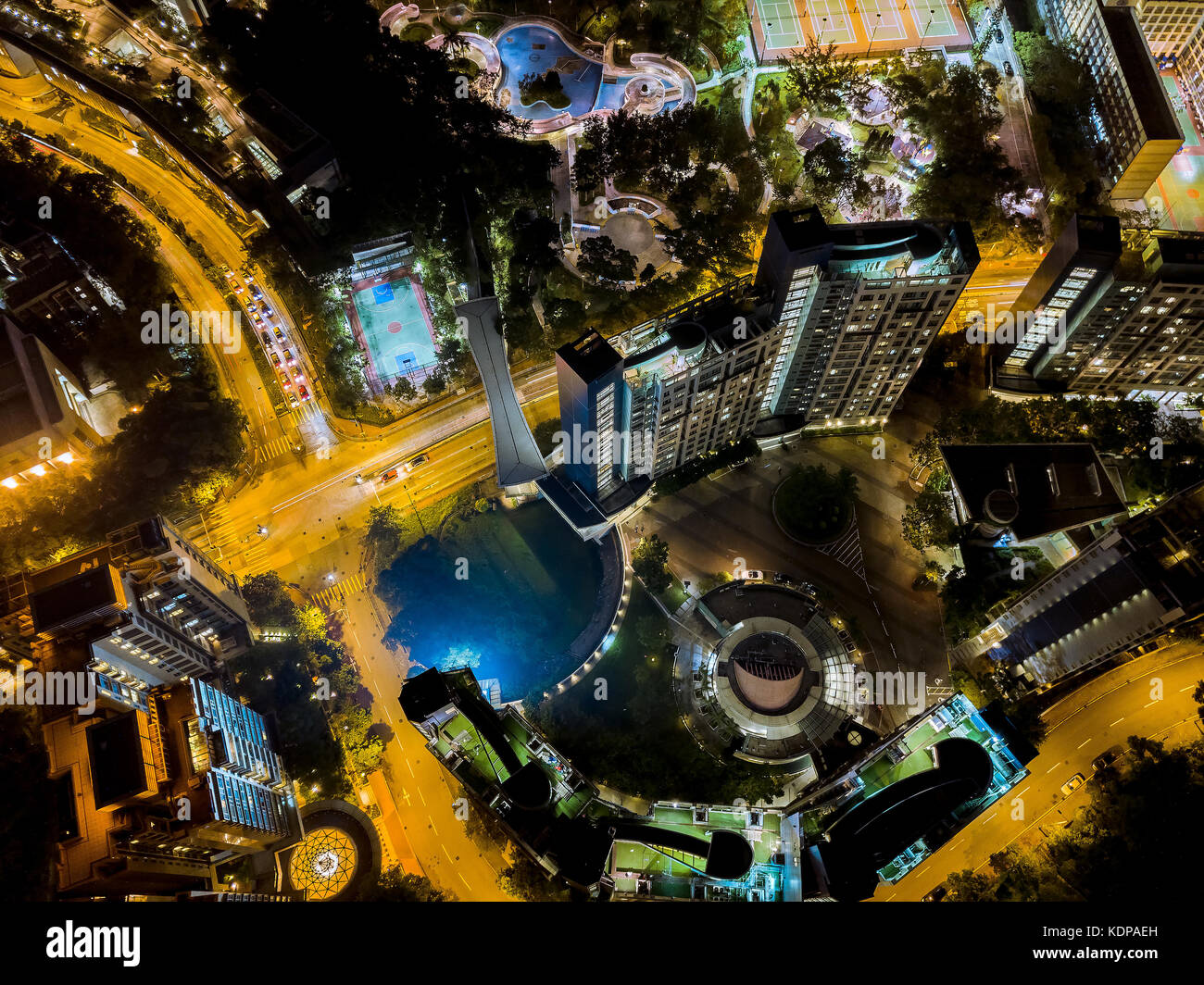 Aerial view of city at night Stock Photo - Alamy