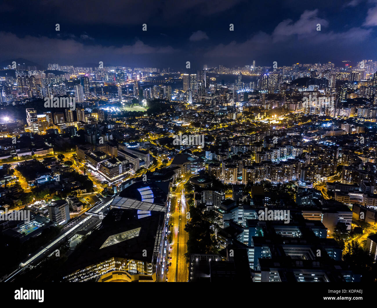 Aerial drone view city lights hi-res stock photography and images - Alamy