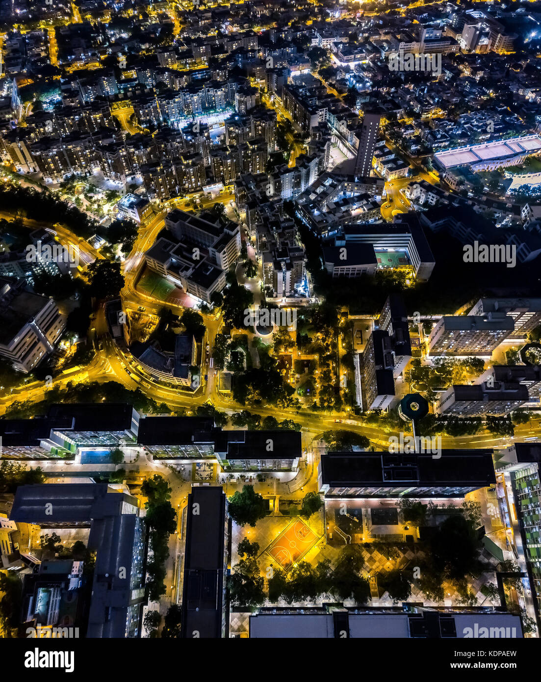 Aerial view of city at night Stock Photo - Alamy
