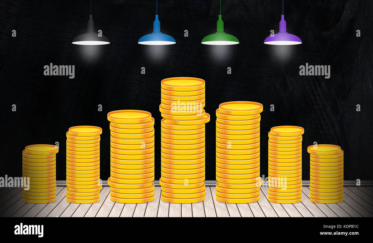 Room Wall Concept with Gold Coins Stack Stock Photo - Alamy