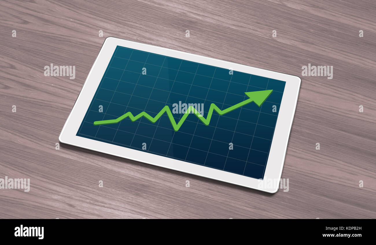 Graph going up showing in smart tablet Stock Photo - Alamy