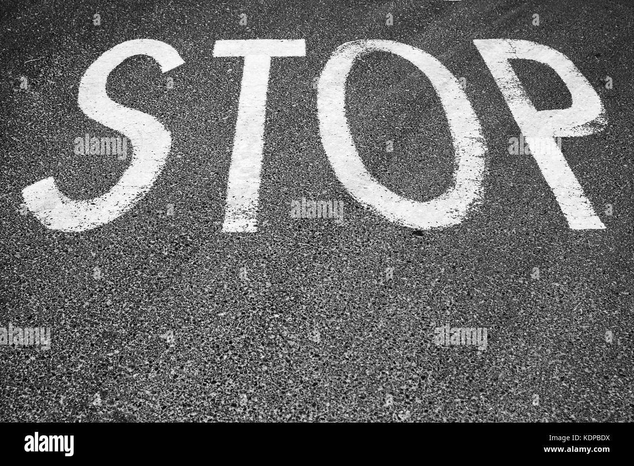 Road marking, stop line label on urban asphalt pavement Stock Photo - Alamy
