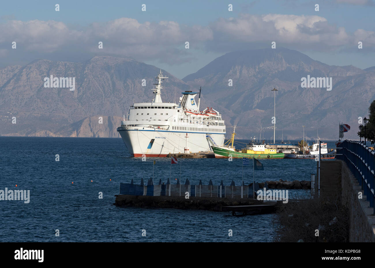 The port of Agios Nikolaos, Crete, Greece, with the Cyprus based cruise ...