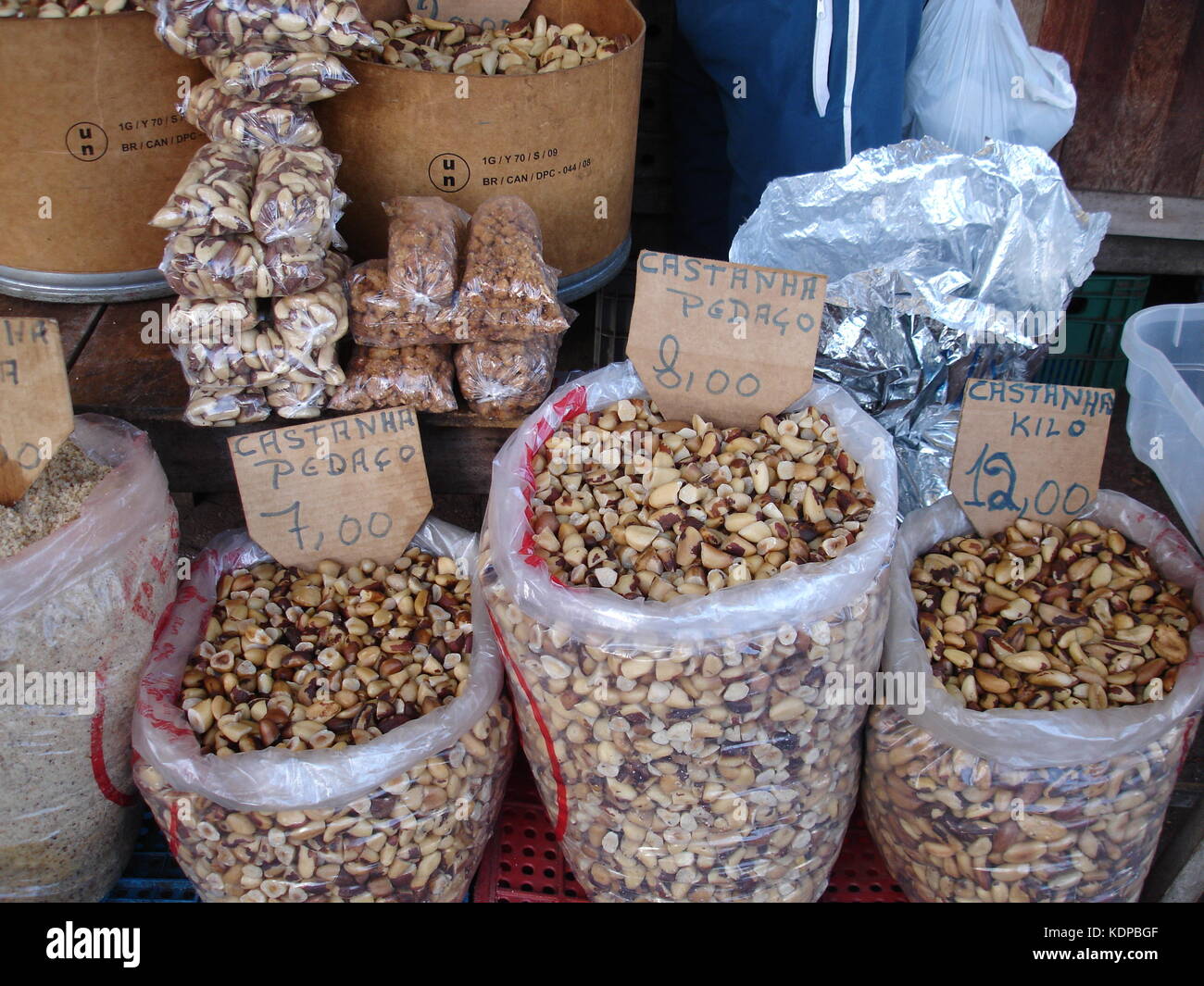 Large bags of brazil nuts on sale at ver o peso market in Belem, Brazil ...