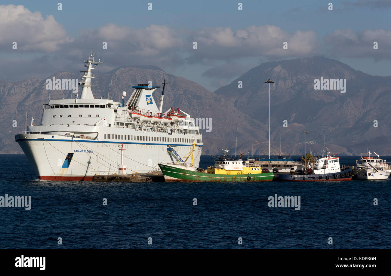The port of Agios Nikolaos, Crete, Greece, with the Cyprus based cruise ...