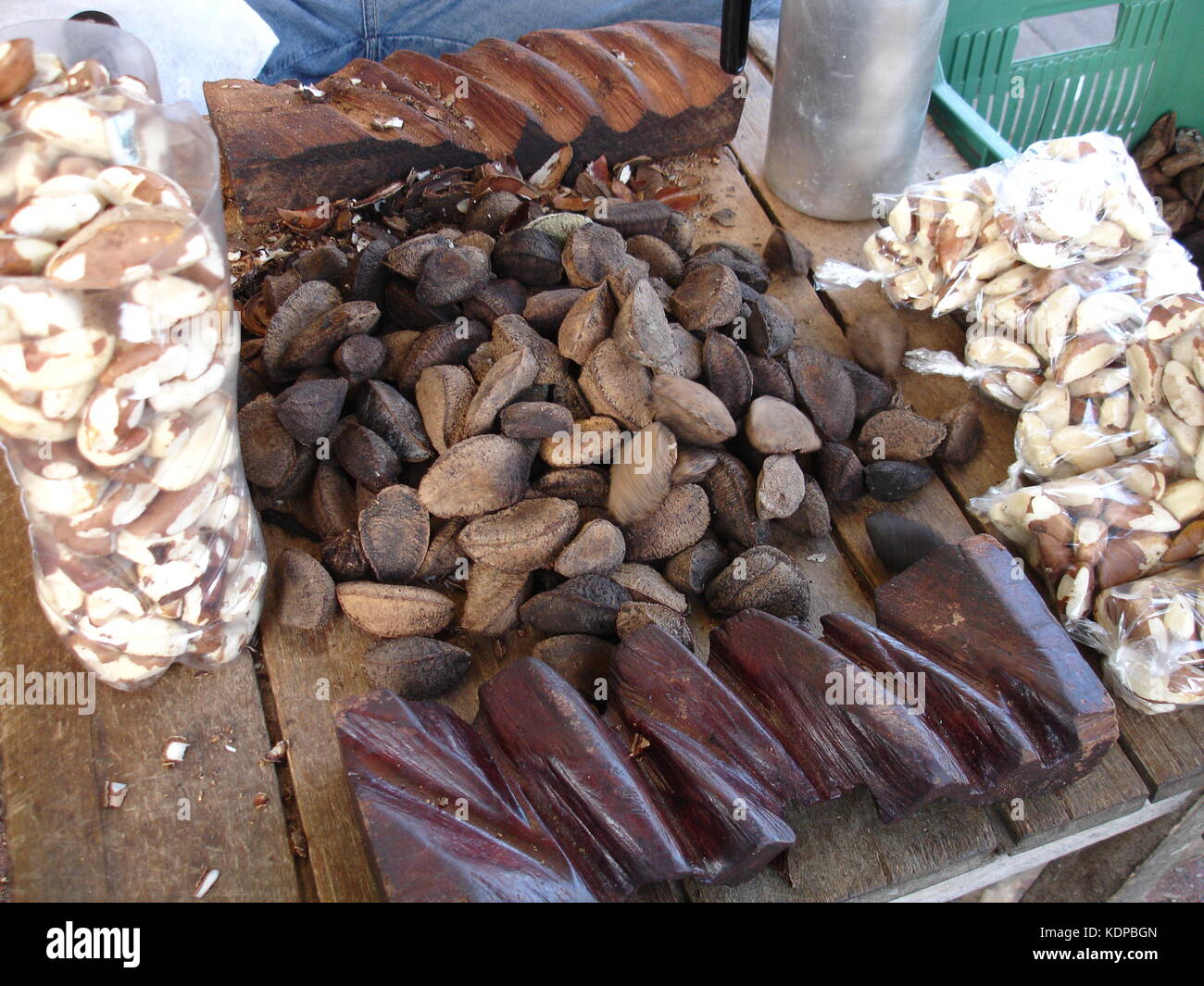 Tradicional street vendor of brazil nuts in Belem, Brazil, selling bags ...