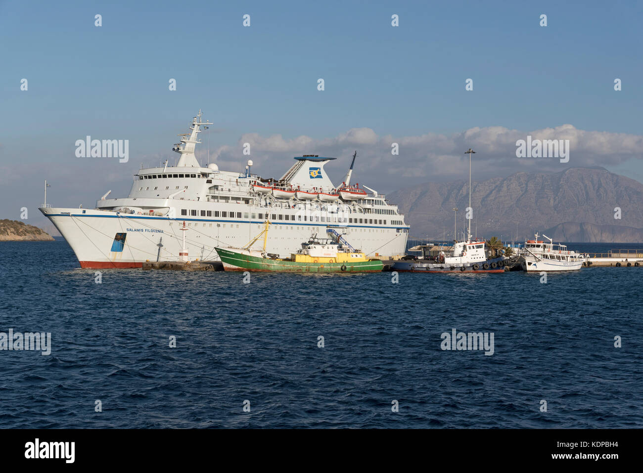 The port of Agios Nikolaos, Crete, Greece, with the Cyprus based cruise ...