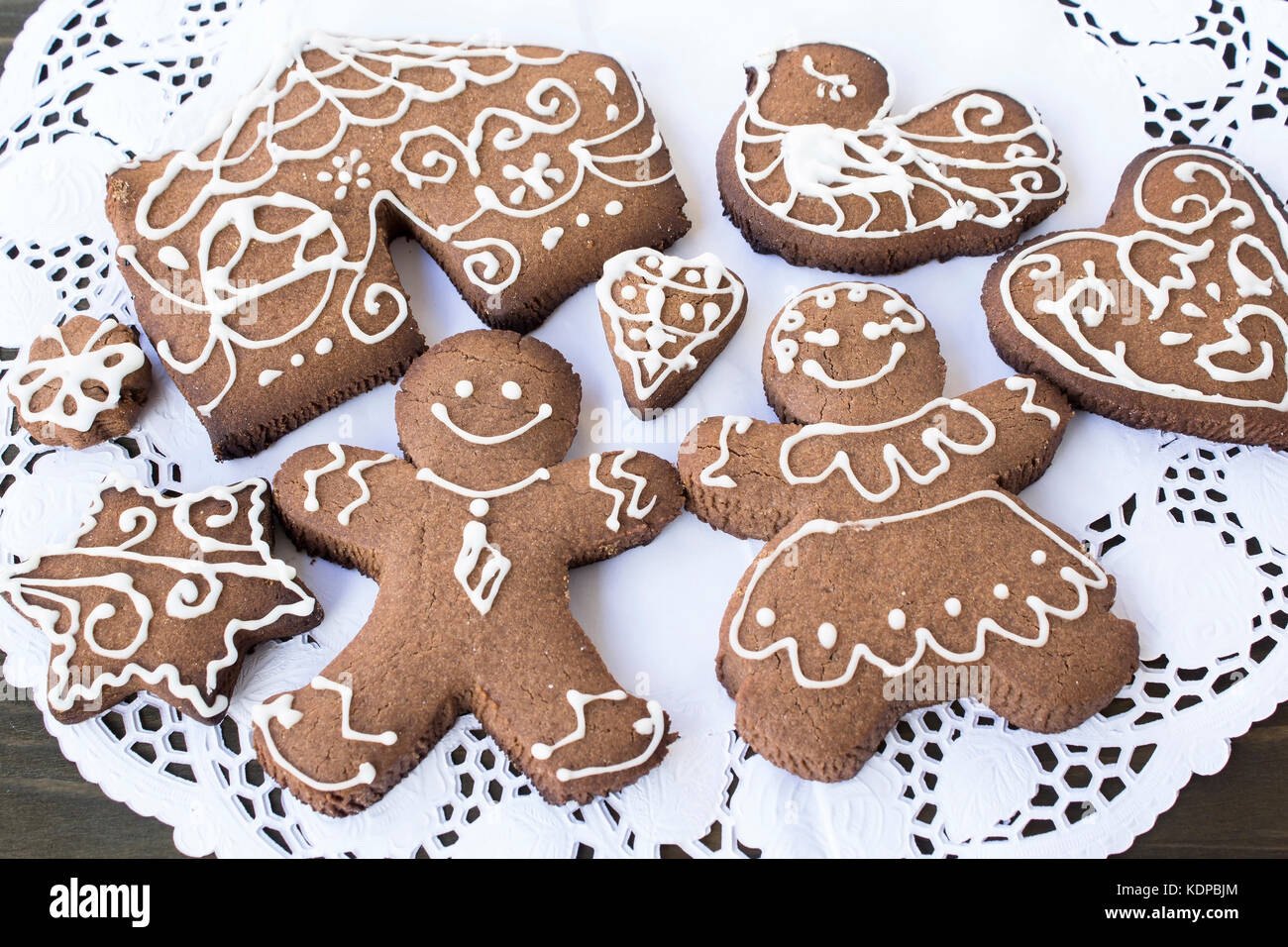 Gingerbread Cookies on a Paper Lace Stock Photo - Alamy