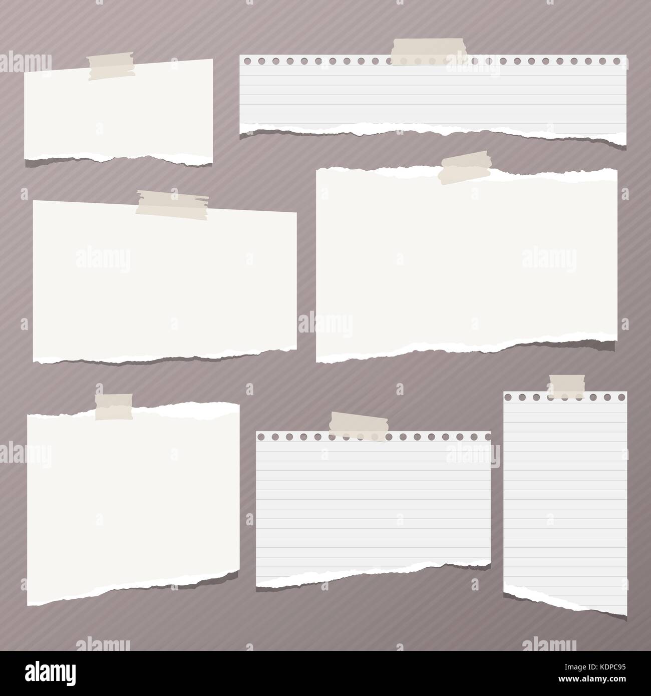 White ripped lined note, notebook paper for message or text stuck with ...