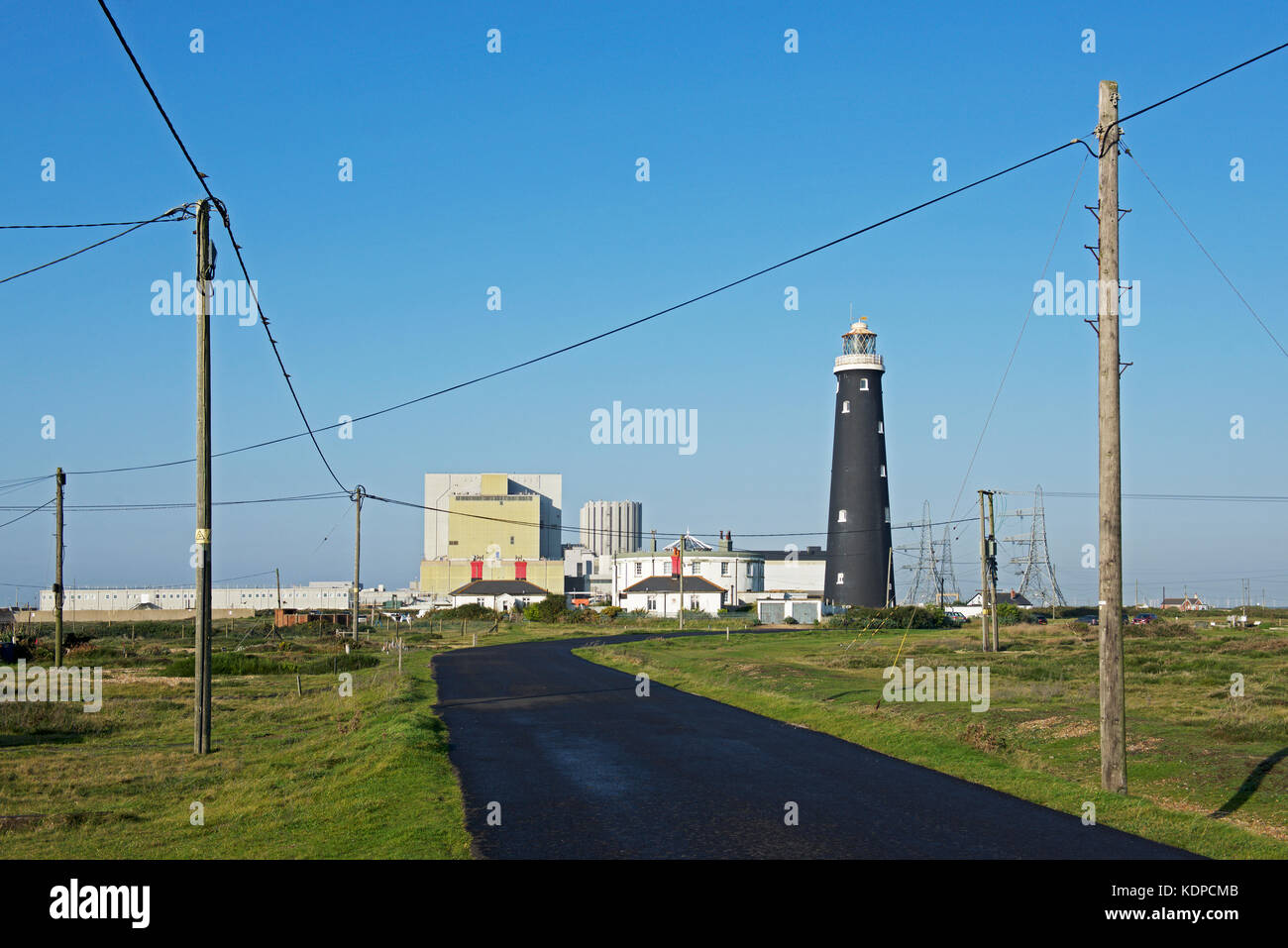 Lighthouse & nuclear power station, Dungeness, Kent, England UK Stock ...