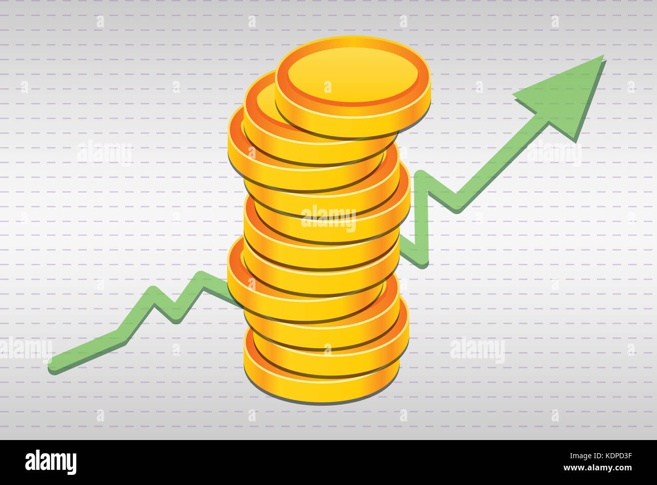Stack of Golden Coins with Graph going up Stock Photo - Alamy