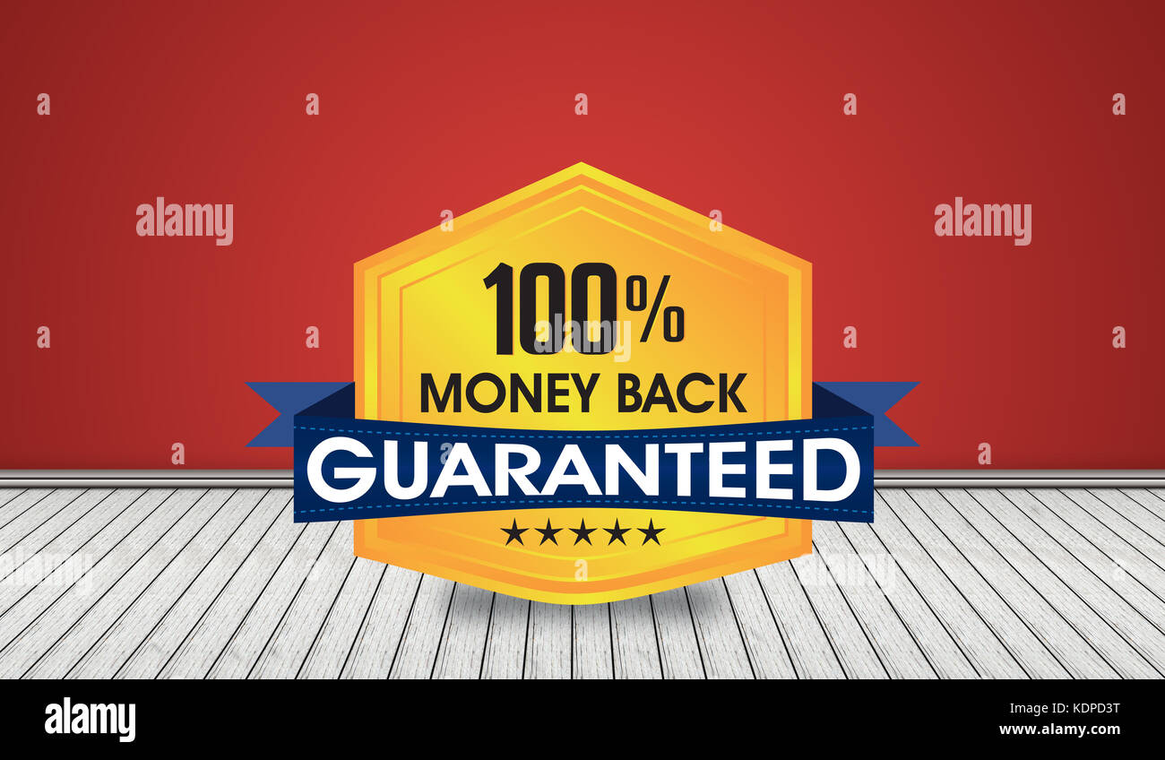 100% money back guaranteed seal or shield designed in 3D room ...