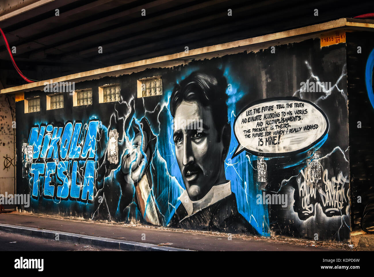 Nikola Tesla graffiti Stock Photo - Alamy