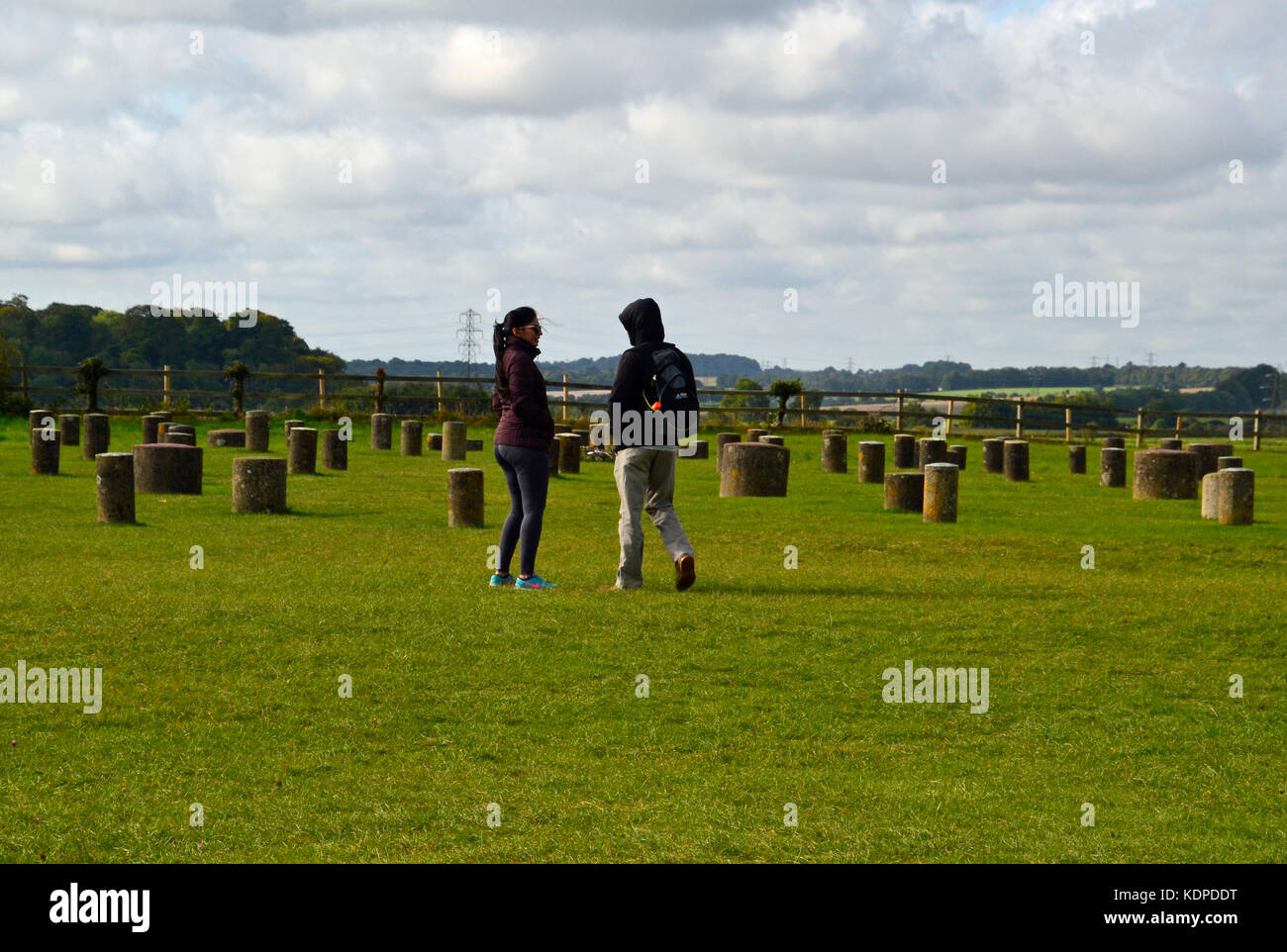 People at Woodhenge Stone circle, near Durrington Walls ancient ...