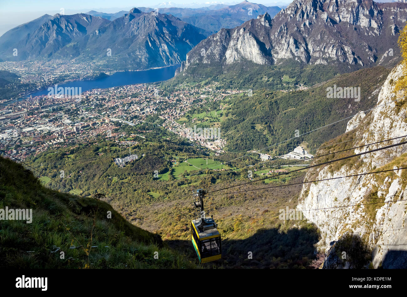A beautiful view of Lecco and lake of Como from Piani d'Erna and ...