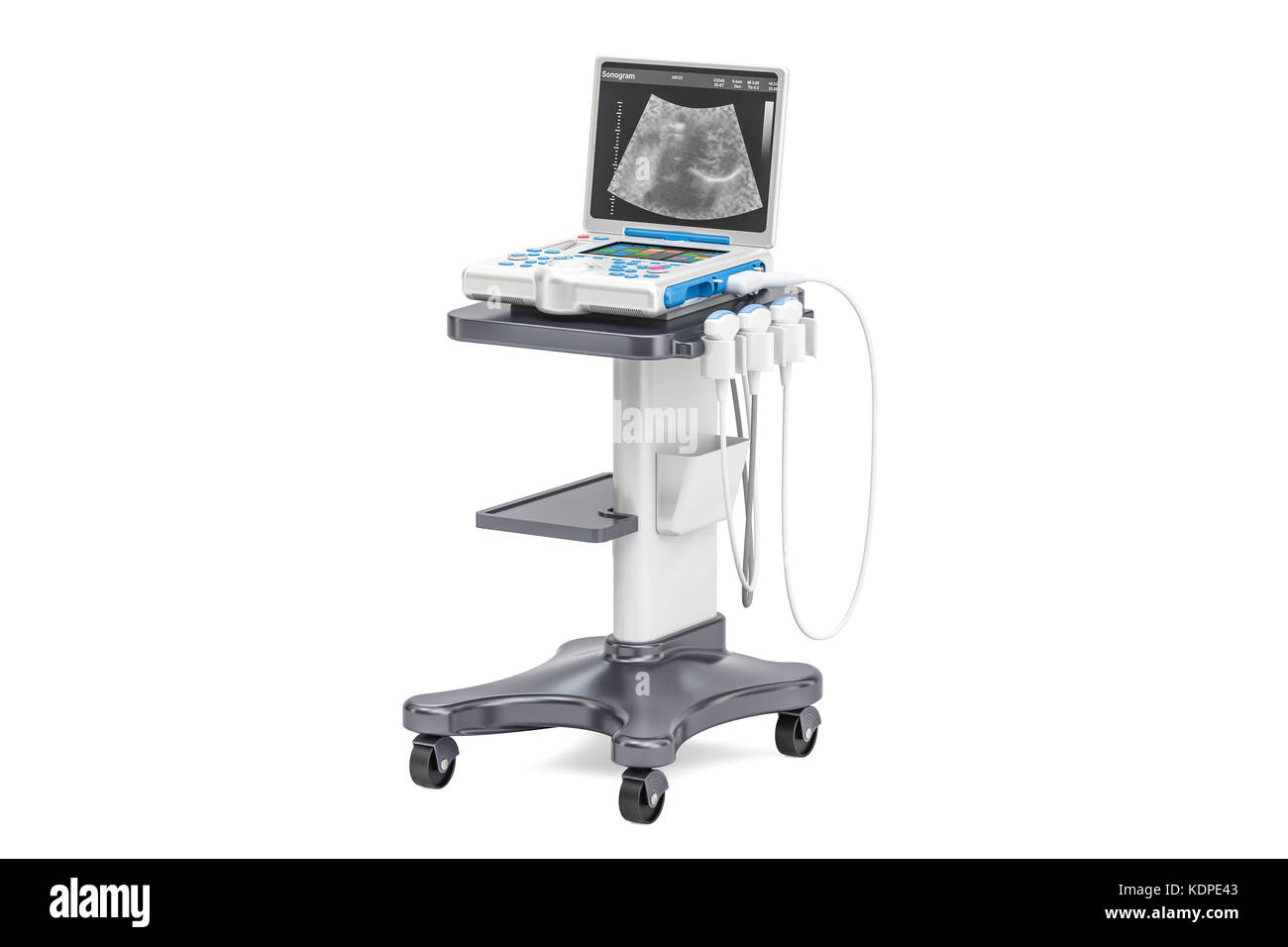 Medical Ultrasound Diagnostic Machine, 3D rendering isolated on white ...