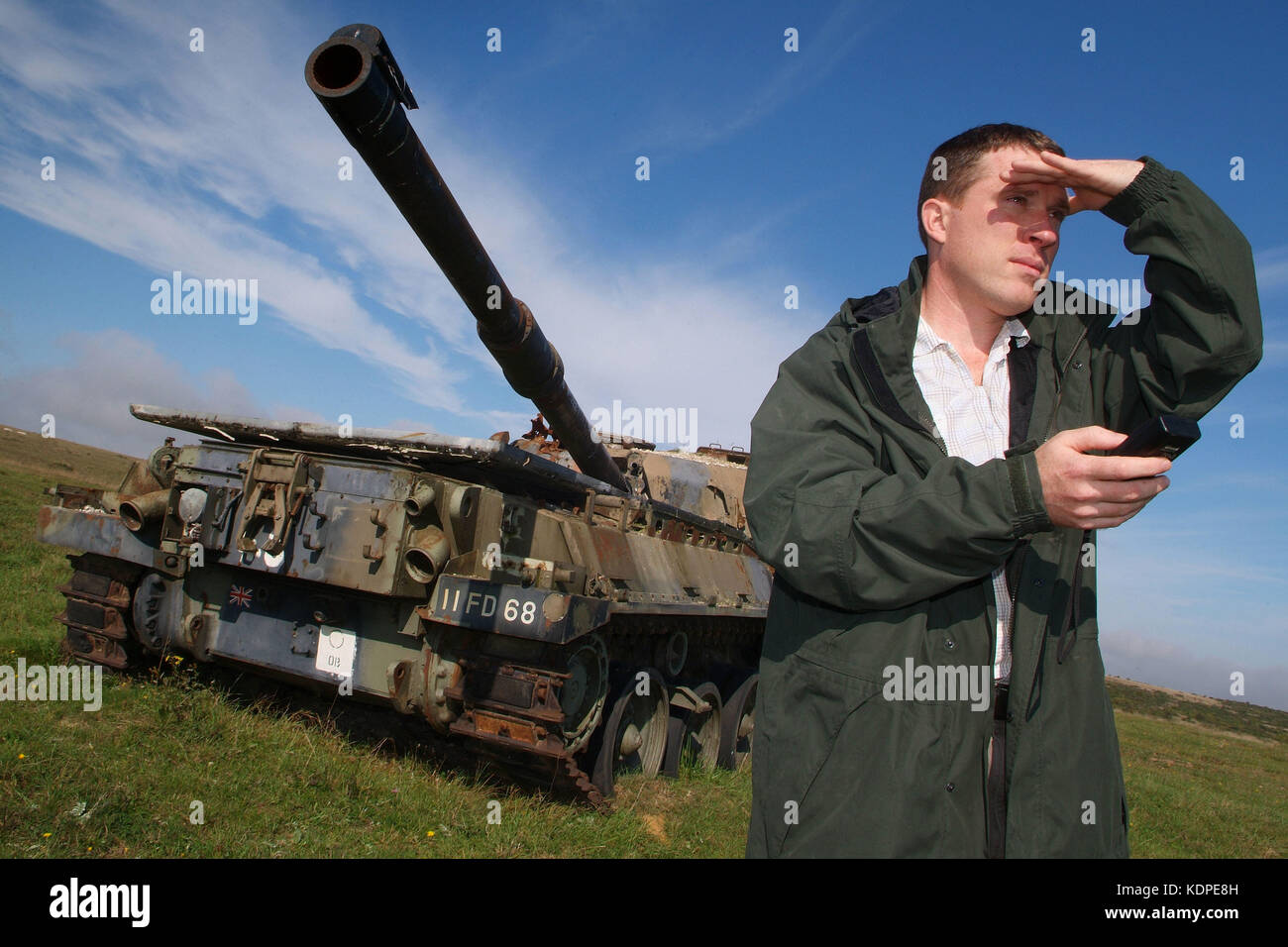 Archaeologist Richard Osgood with tank targets and archaeological sites ...