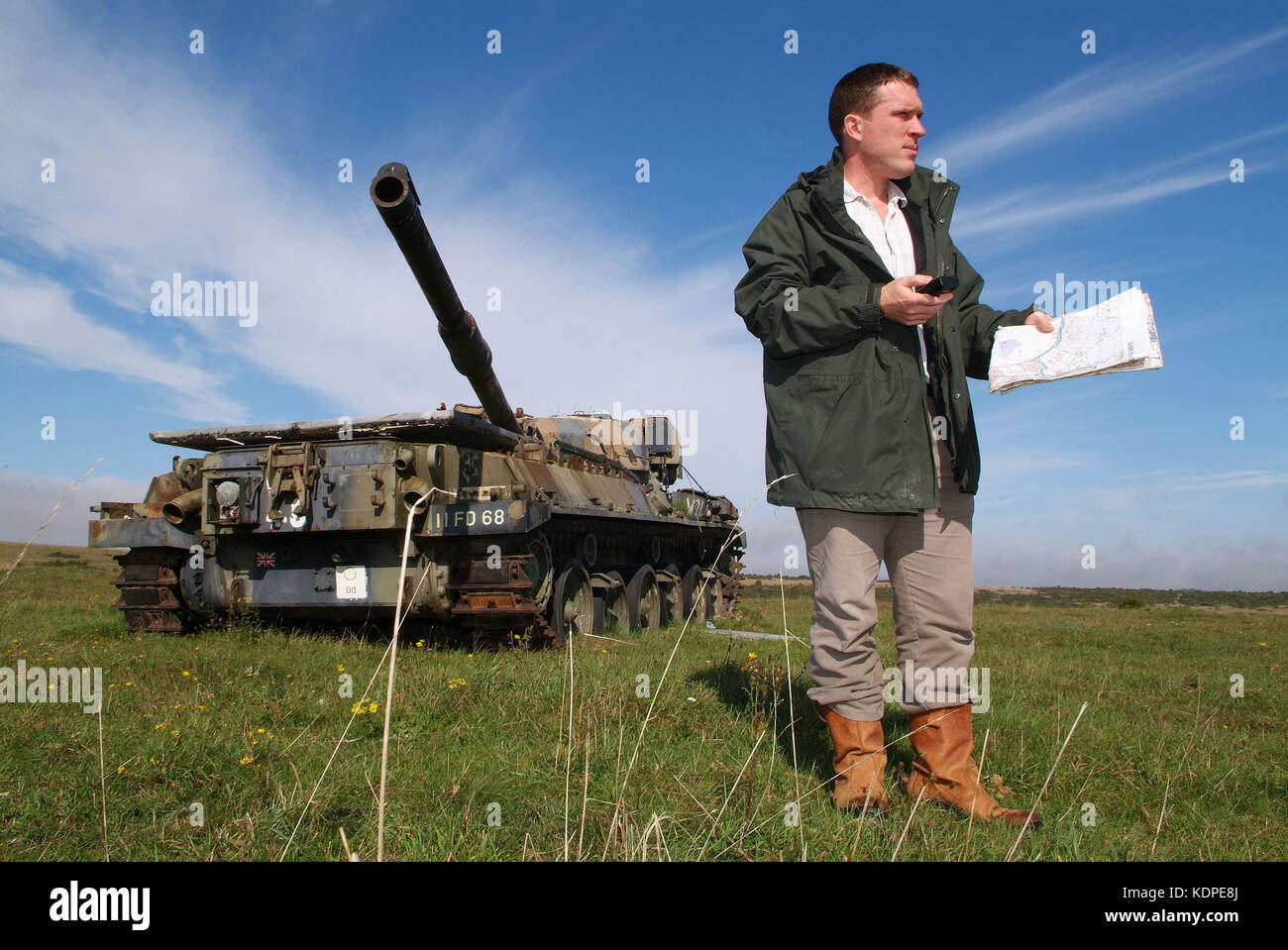 Archaeologist Richard Osgood with tank targets and archaeological sites ...