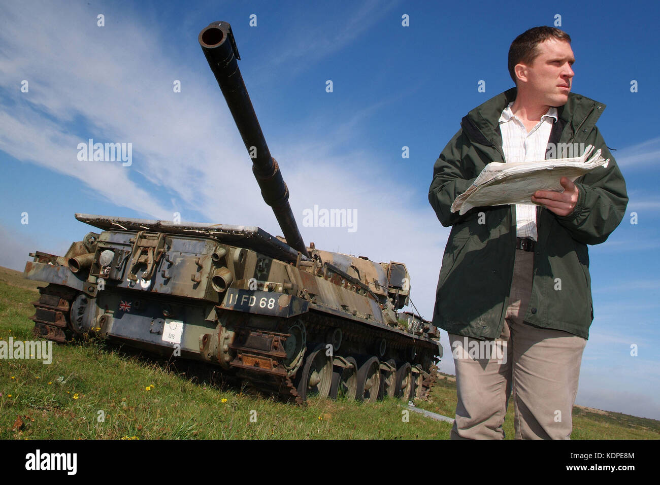 Archaeologist Richard Osgood with tank targets and archaeological sites ...