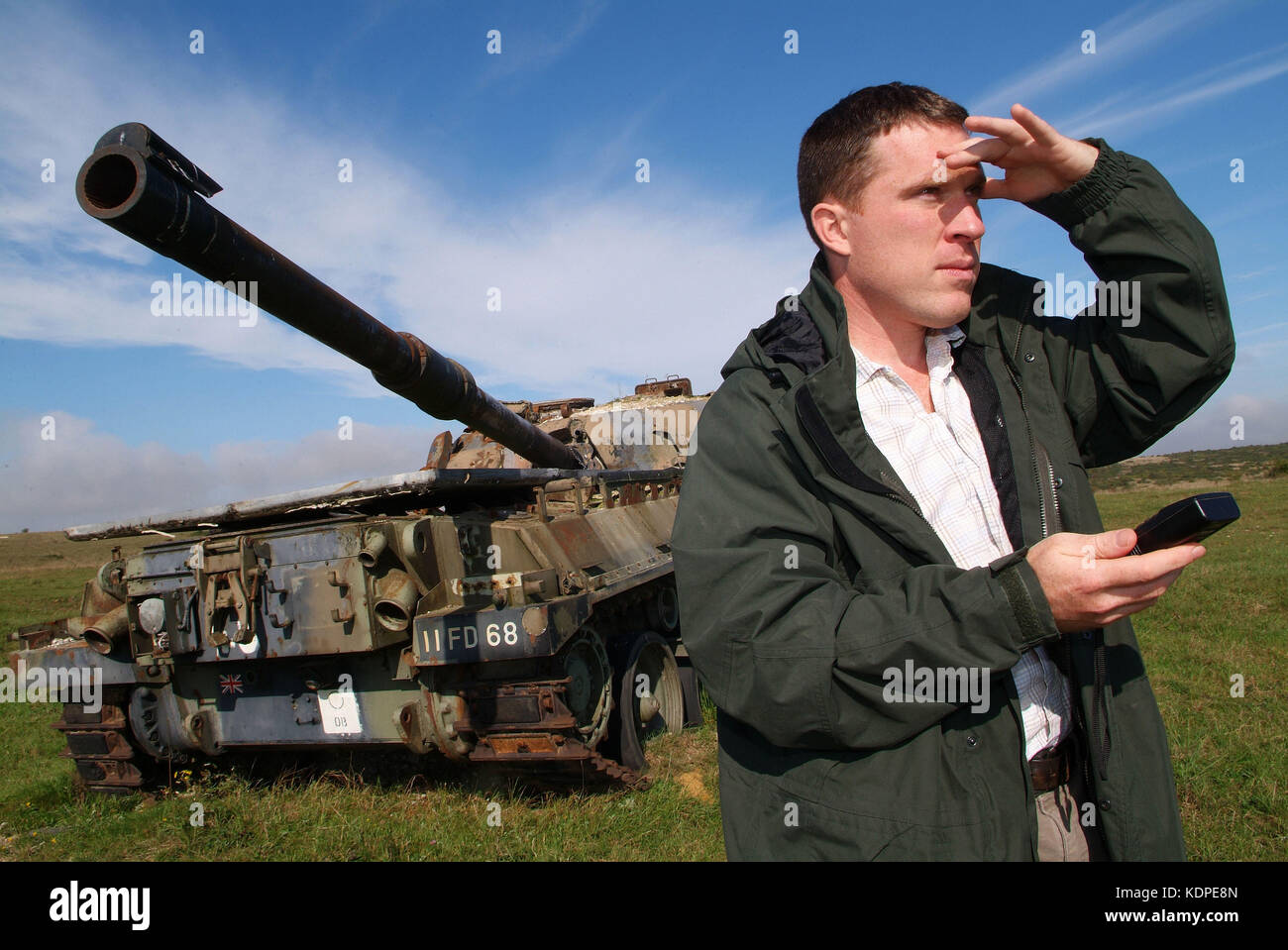 Archaeologist Richard Osgood with tank targets and archaeological sites ...