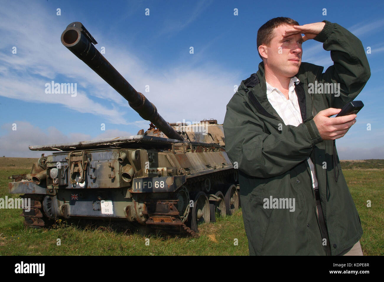 Archaeologist Richard Osgood with tank targets and archaeological sites ...