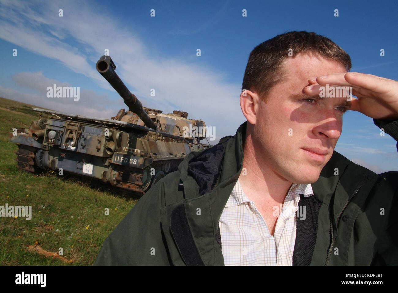Archaeologist Richard Osgood with tank targets and archaeological sites ...